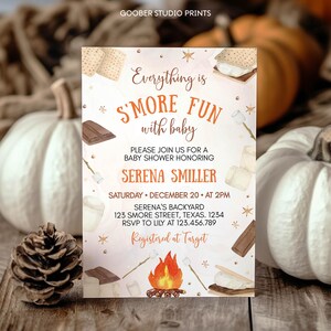 EDITABLE Smore Baby Shower Invitation Set, Adventure Baby Shower ...