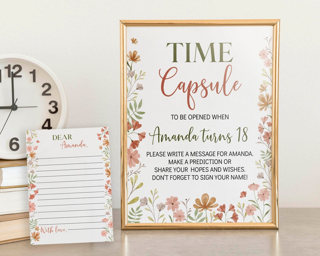 EDITABLE Wildflower Birthday Girl Time Capsule Template, Floral ...