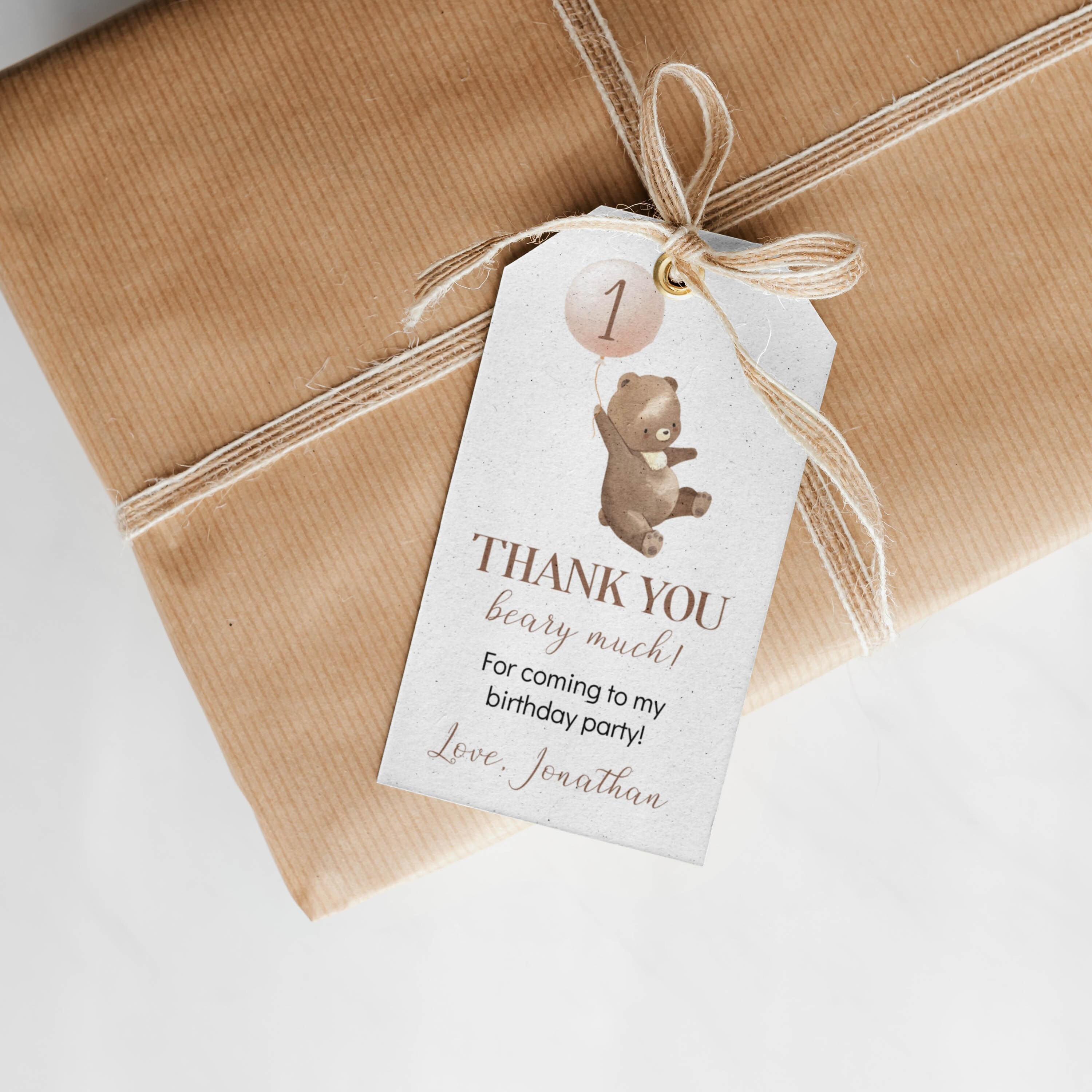 EDITABLE Teddy Bear Birthday Favor Tags Beary First Birthday - Etsy