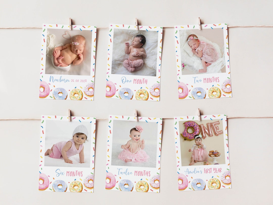 Sweet One Photo Banner, Donut 1st Birthday Banner, Baby First Year ...