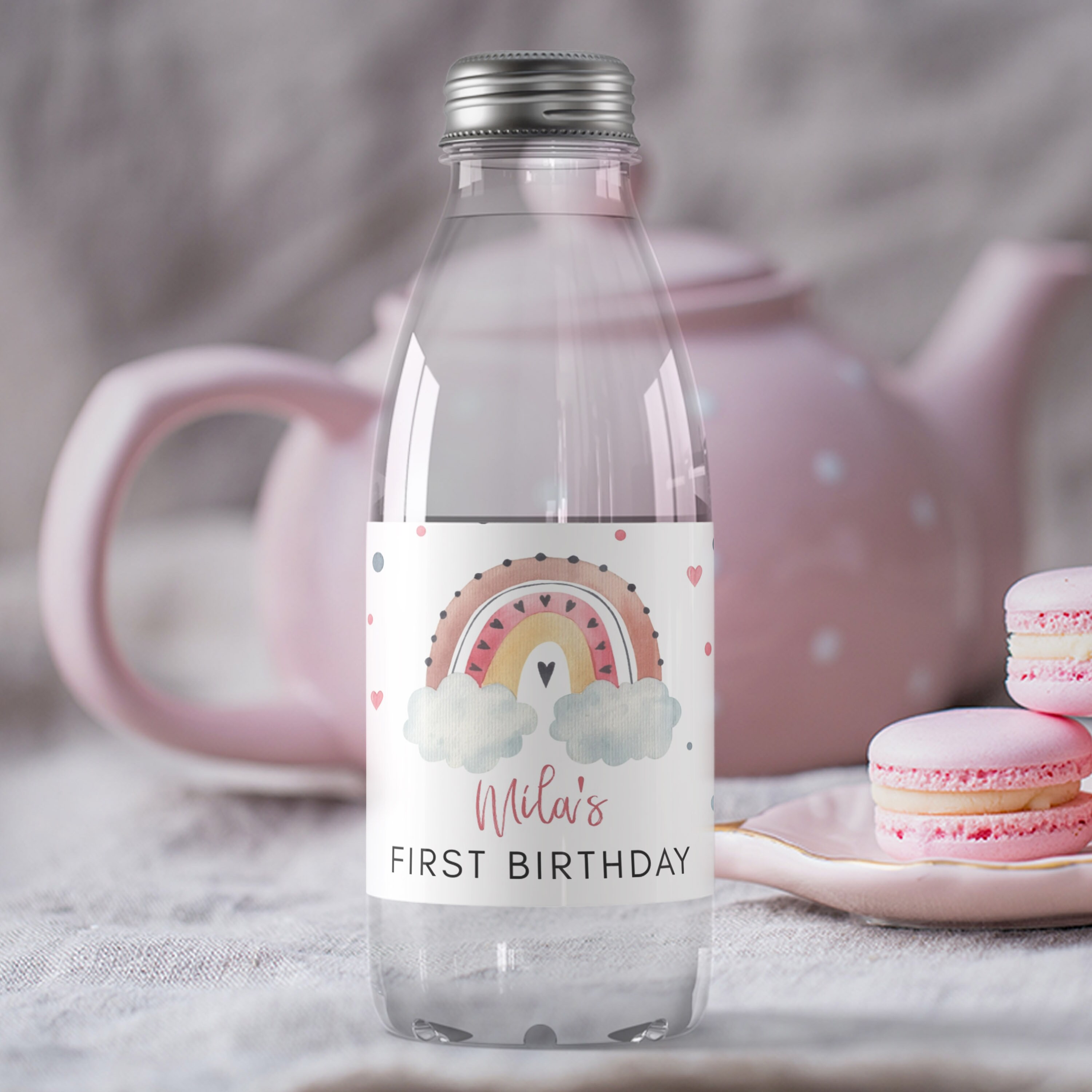 EDITABLE Rainbow Water Bottle Label Template Boho Rainbow | Etsy