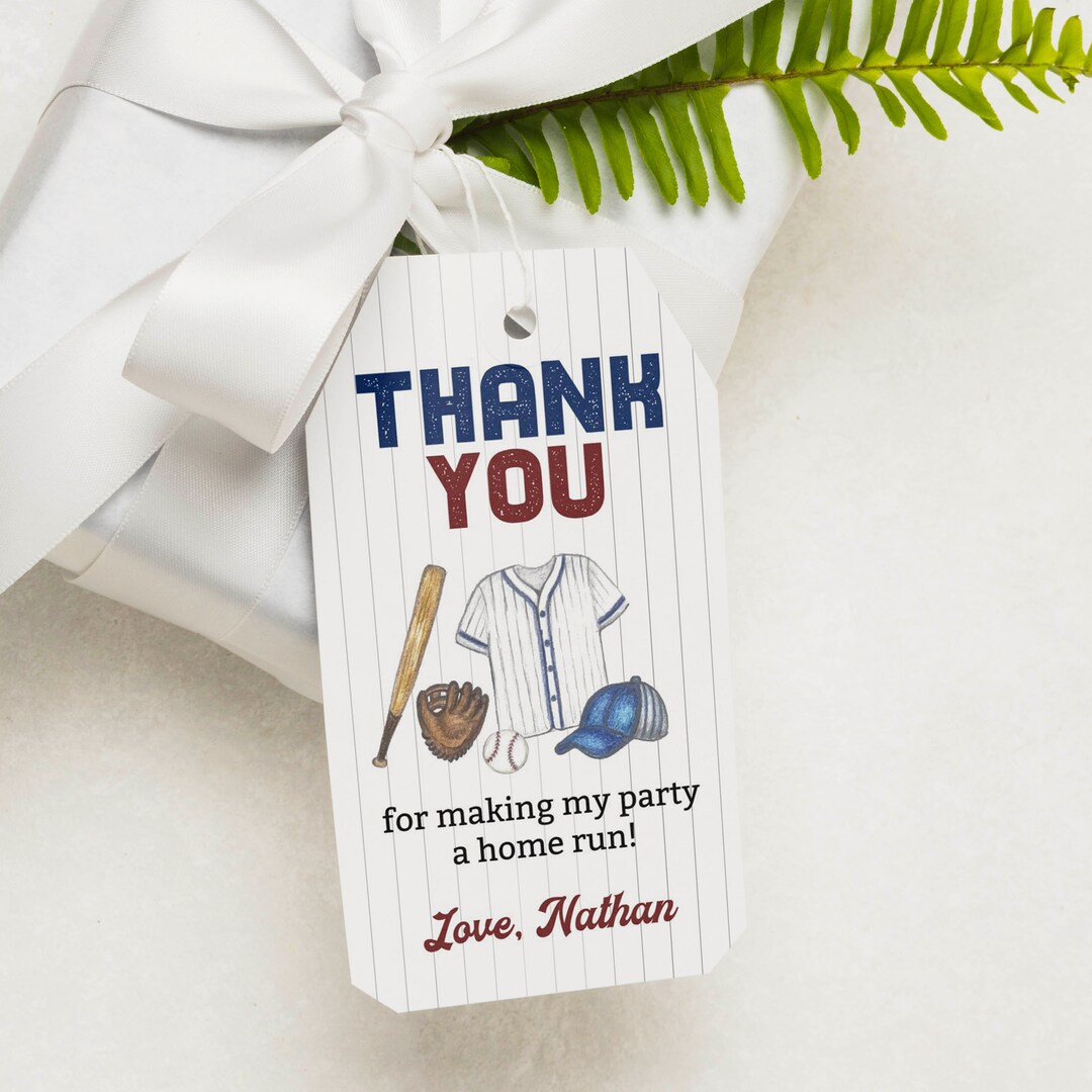 EDITABLE Baseball Favor Tags, Sports Birthday Thank You Tag, Boy 1st ...