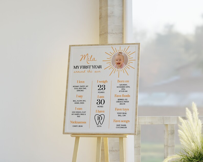 EDITABLE Sunshine 1st Birthday Milestone Sign Modern Sunshine - Etsy