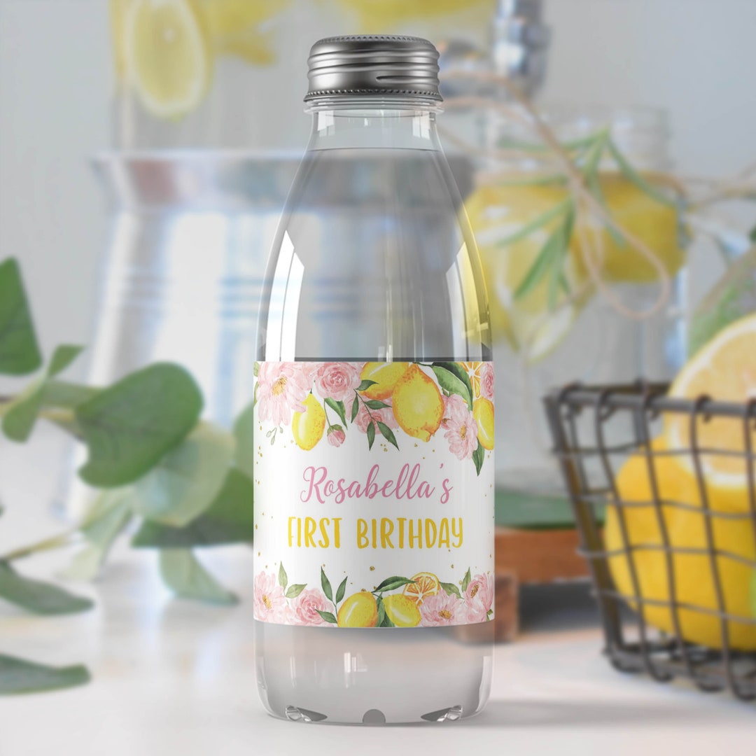 EDITABLE Lemonade Birthday Water Bottle Label, Floral Lemonade Birthday ...