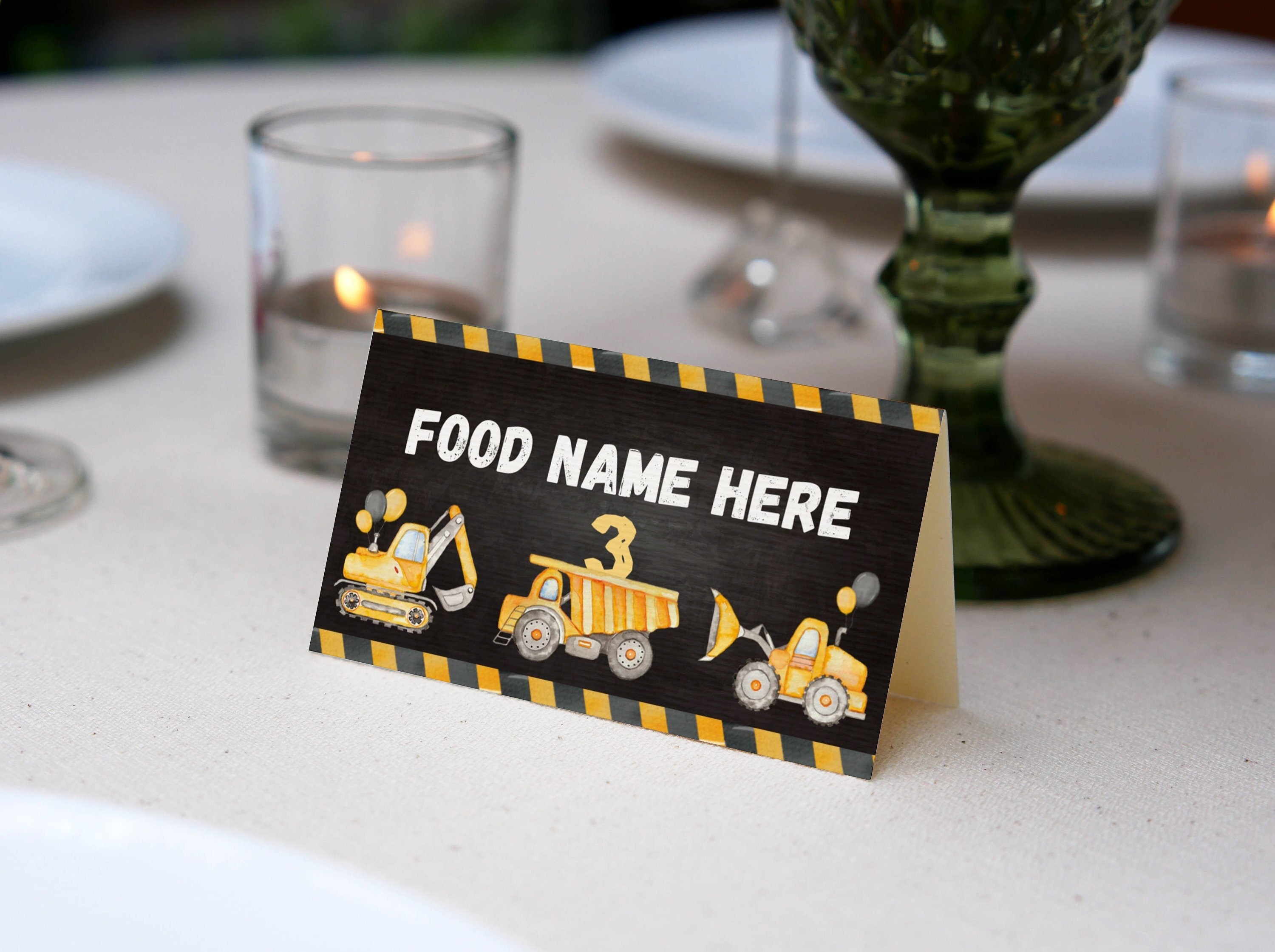 EDITABLE Construction Party Food Label Construction Food Tent - Etsy