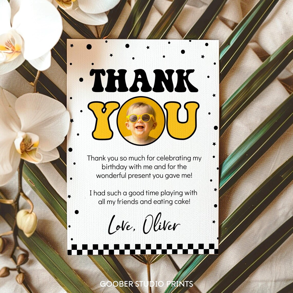 EDITABLE One Happy Dude 1st Birthday Thank You Card, Boy Birthday ...