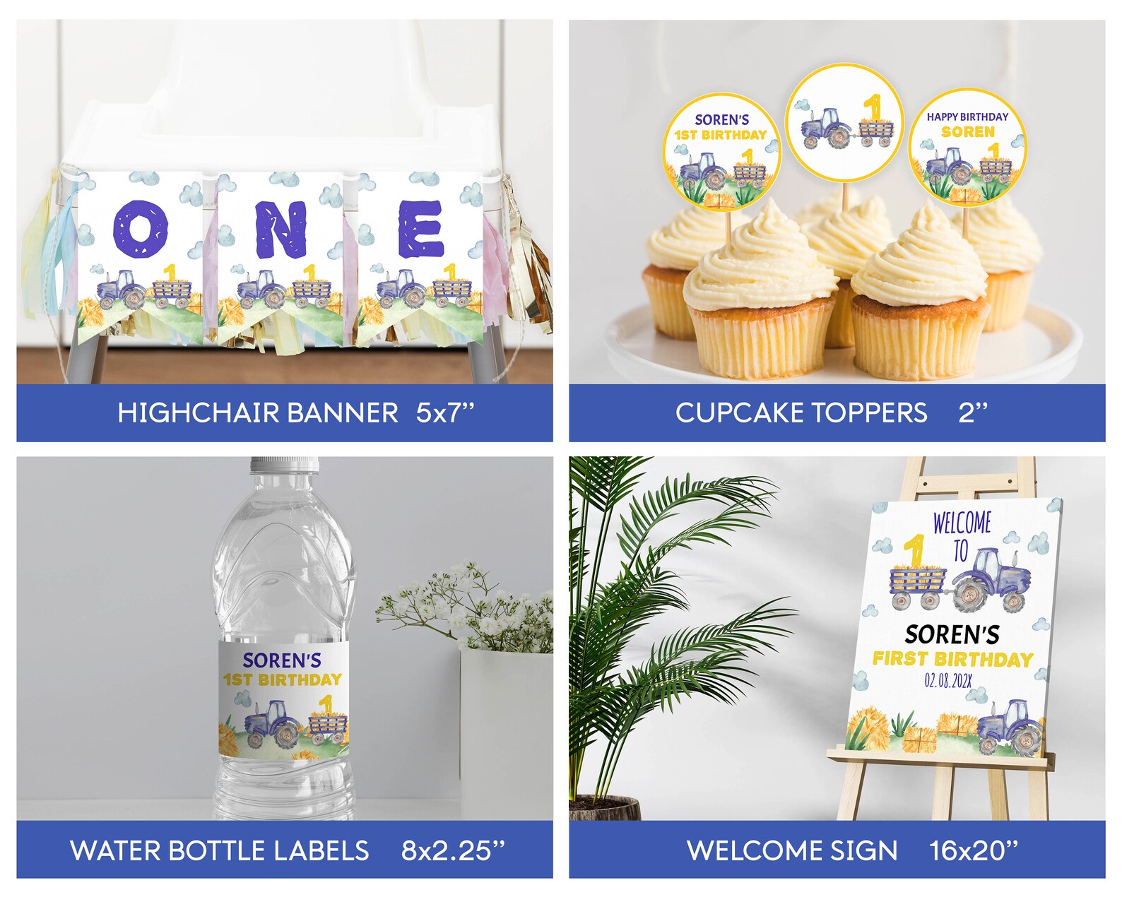 Editable Tractor Birthday Invitation Bundle Tractor 1st - Etsy