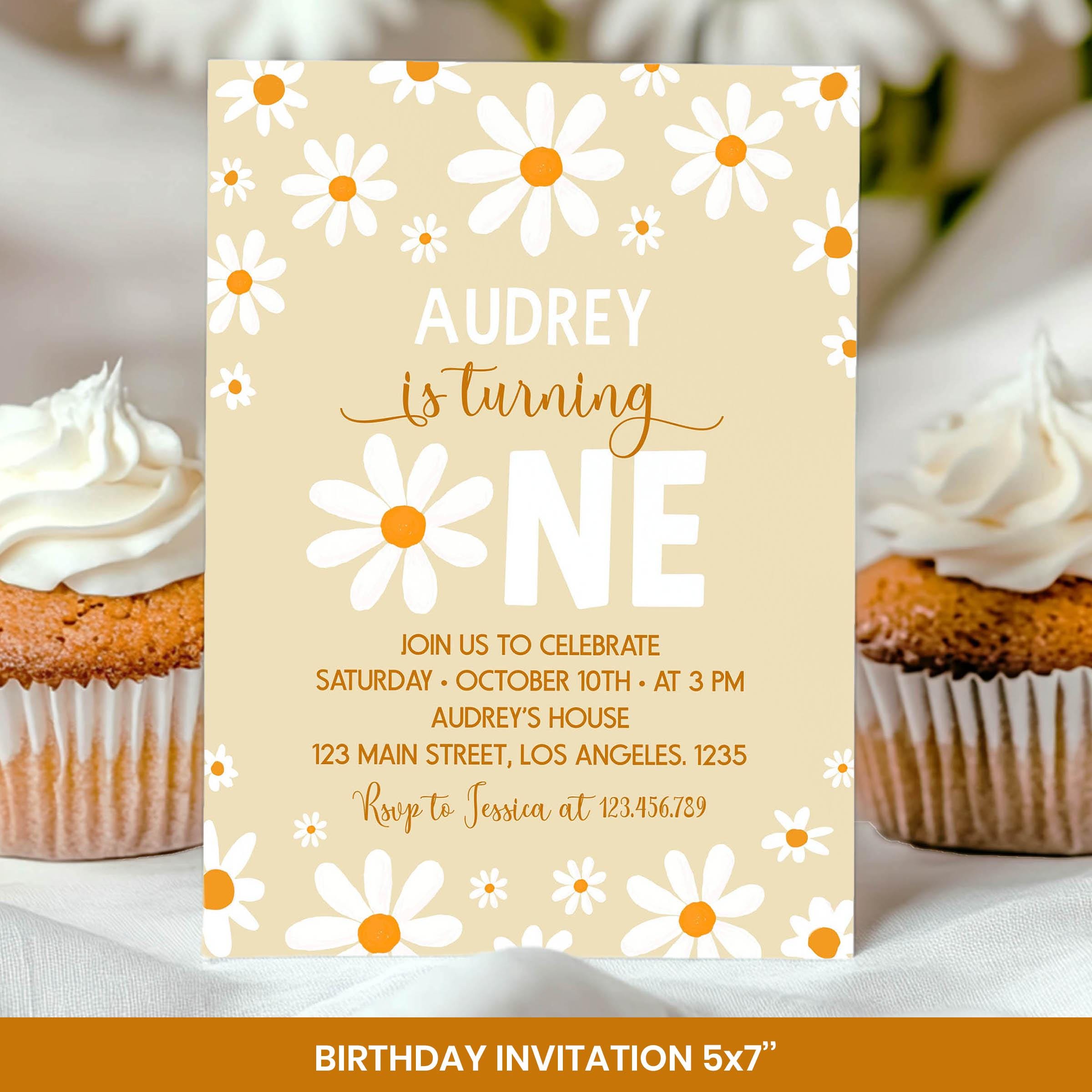 Editable Daisy First Birthday Invitation Bundle, Daisy Birthday Party ...