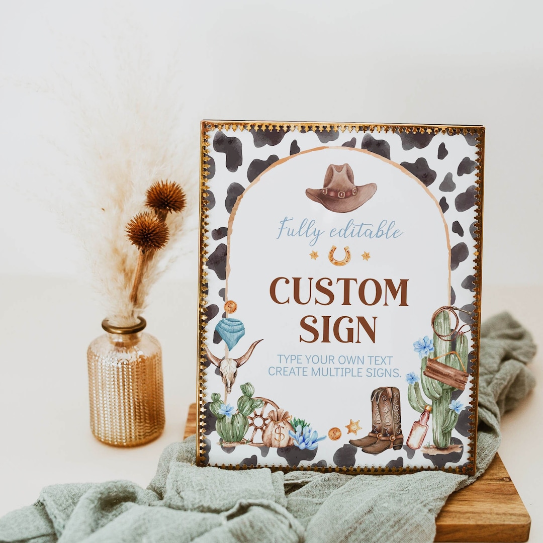 EDITABLE My First Rodeo Birthday Custom Sign Wild West Party Sign ...