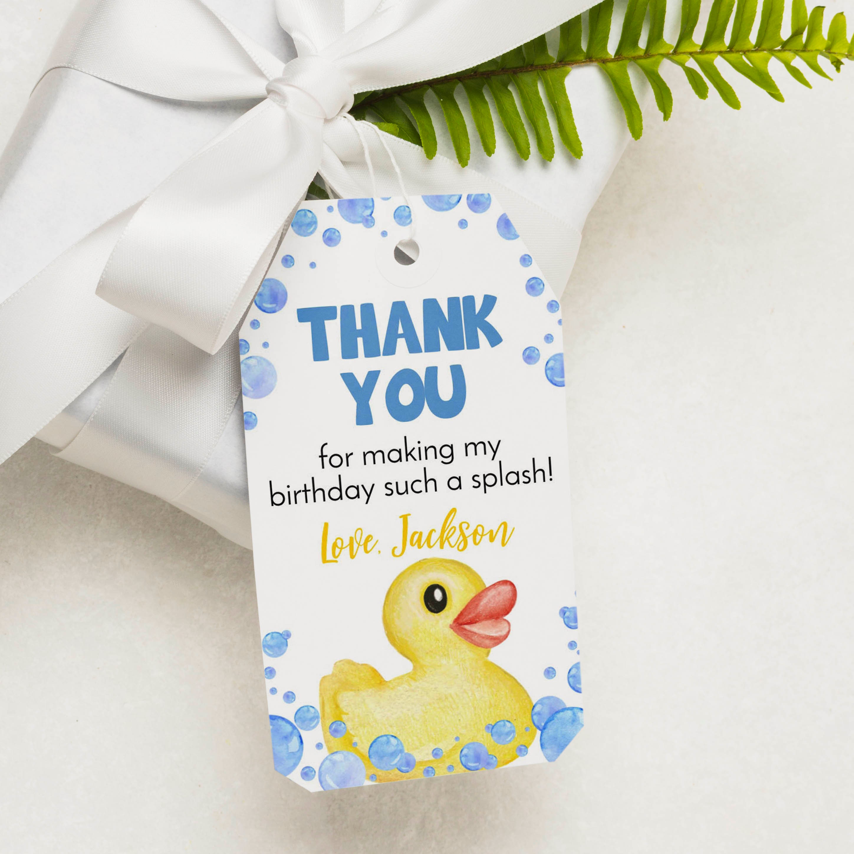 EDITABLE Rubber Duck Favor Tags Yellow Duck Birthday Thank - Etsy