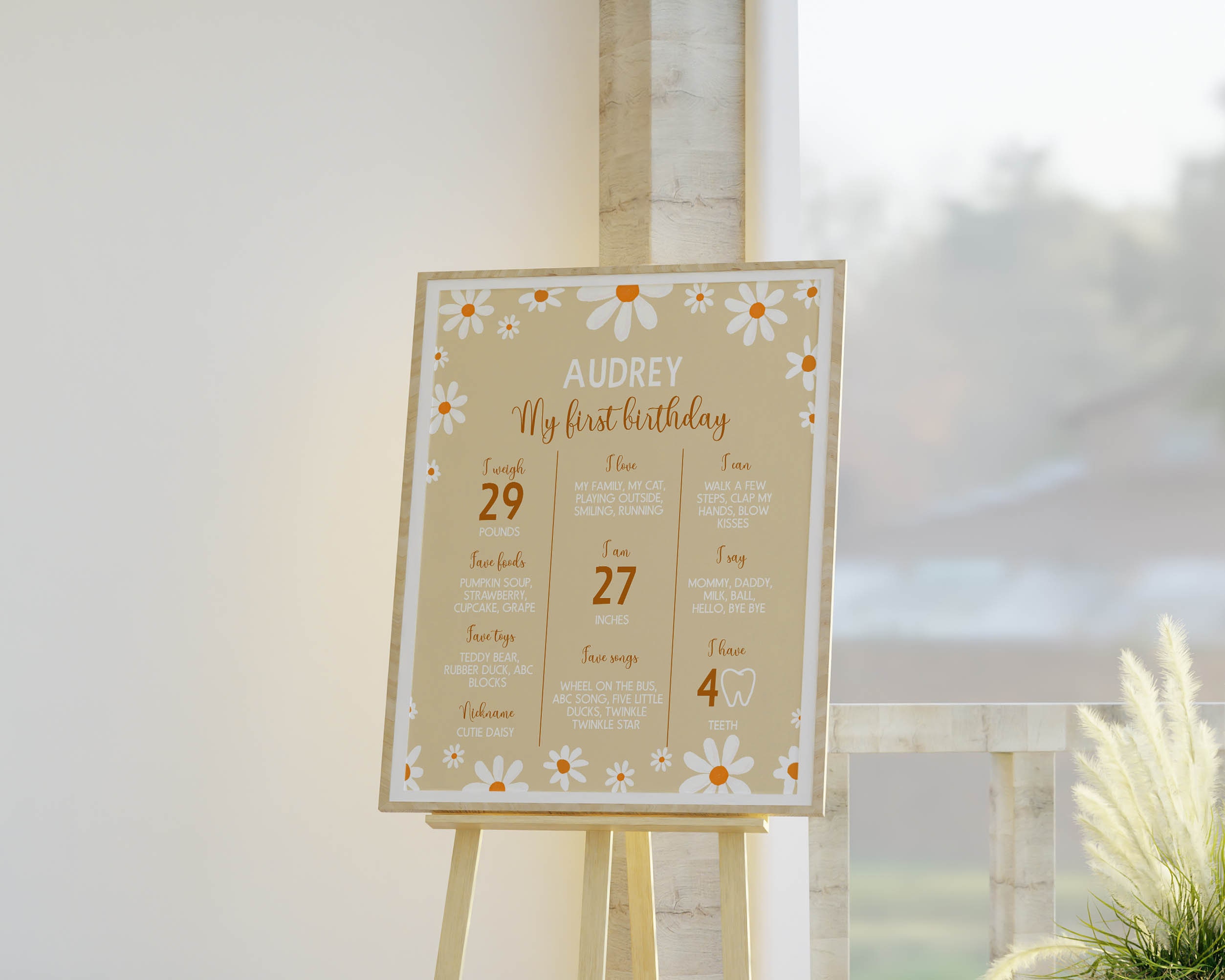 EDITABLE Daisy First Birthday Milestone Sign, Miss Daisy One Year of ...