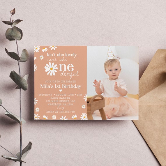 Editable Daisy Birthday Party Invitation Daisy 1st Birthday - Etsy