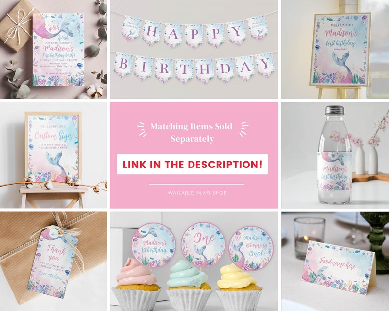 EDITABLE Mermaid Milestone Photo Poster, Mermaid 1st Birthday ...