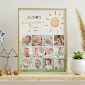 Editable Sun First Year Photo Collage, First Trip Around the Sun ...