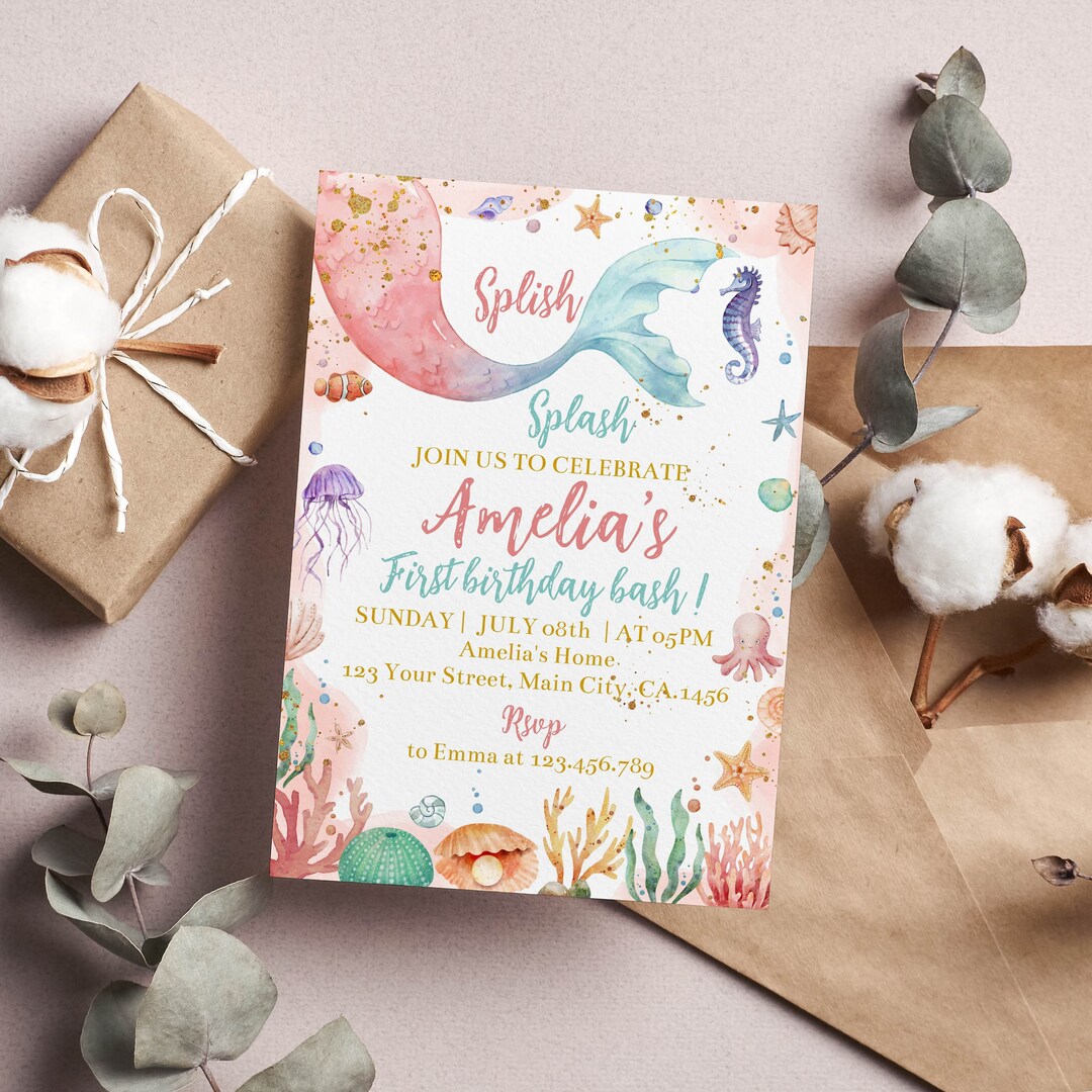 EDITABLE Mermaid Birthday Invitation Mermaid Invitation - Etsy