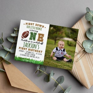 EDITABLE Football Birthday Invitation, Football Party Photo Invite ...