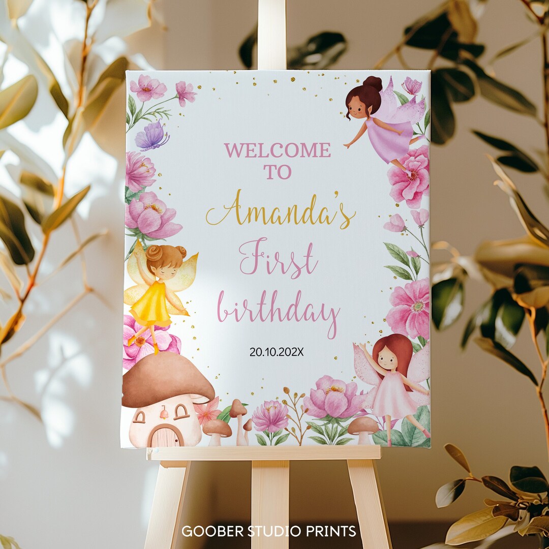 EDITABLE Fairy Welcome Sign, Fairy Princess Birthday Sign, Fairy Party ...