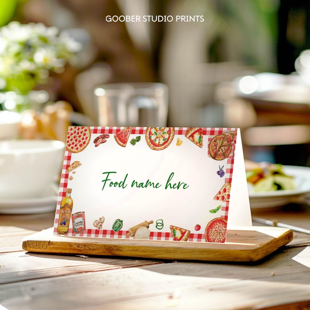 EDITABLE Pizza Party Food Tent Card, Pizza Birthday Food Name Card ...