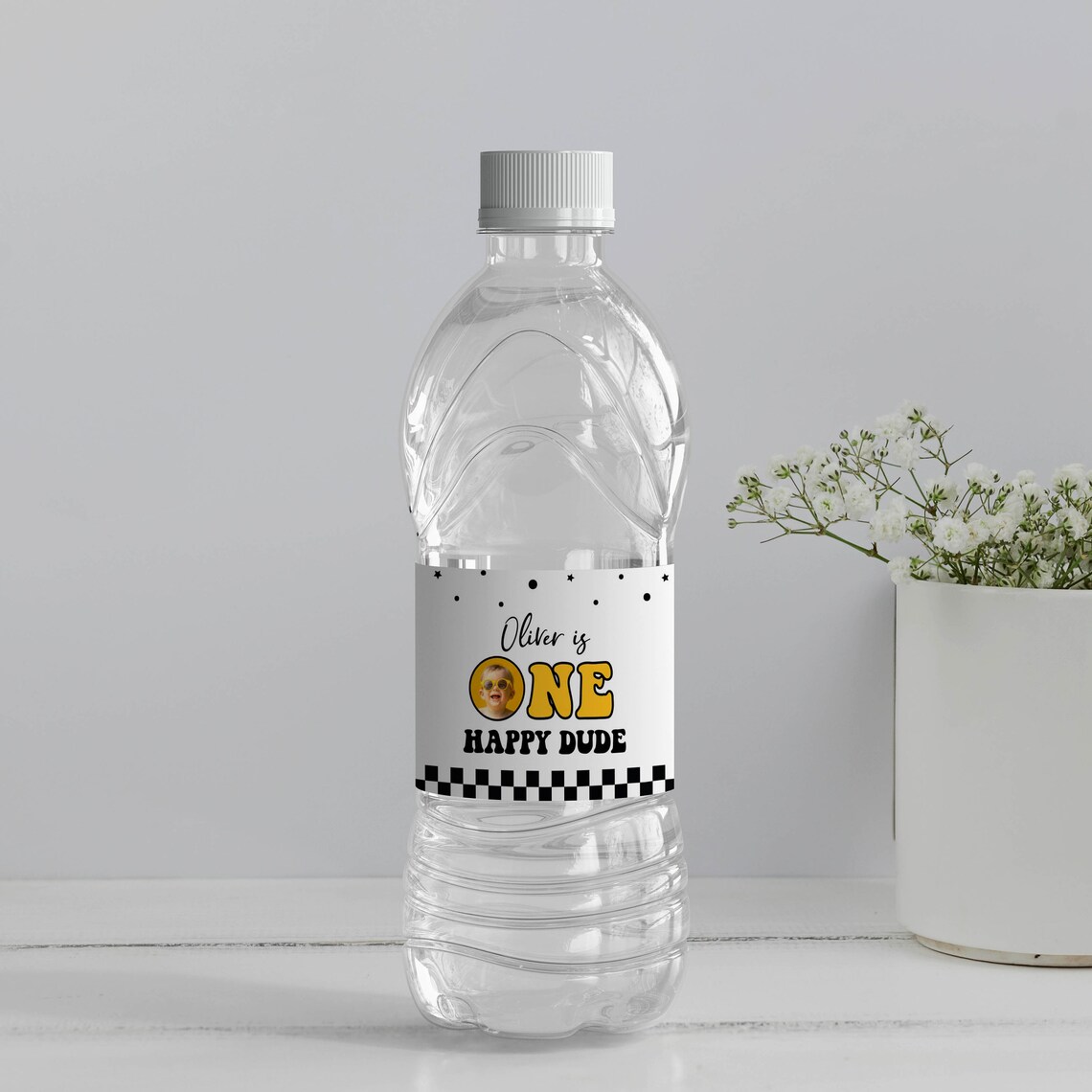 EDITABLE One Happy Dude 1st Birthday Water Bottle Label, Boy Birthday ...