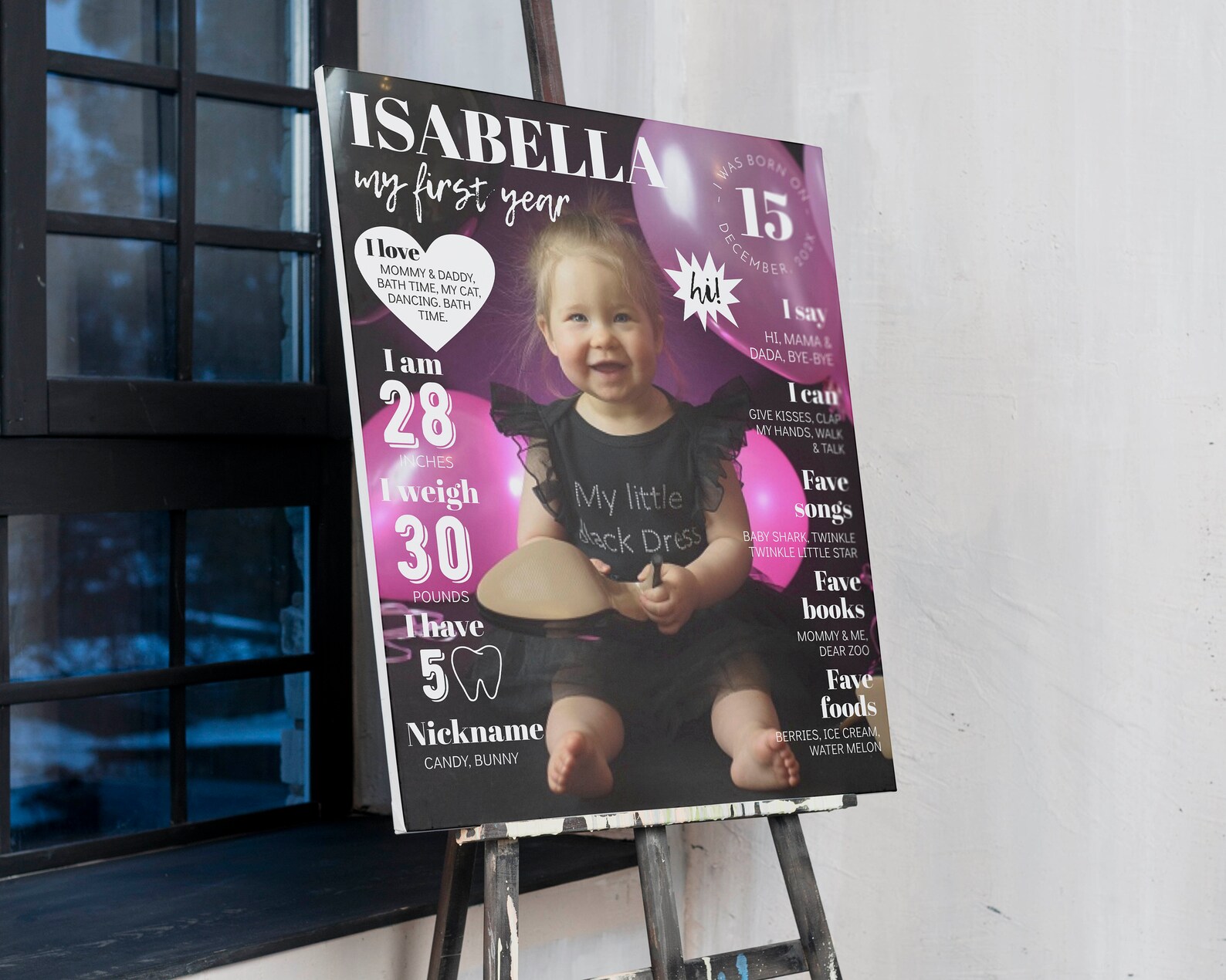 EDITABLE 1st Birthday Poster Modern First Birthday Milestone | Etsy