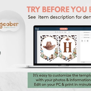 Editable My First Rodeo Birthday Banner, Cowboy 1st Birthday Banner ...