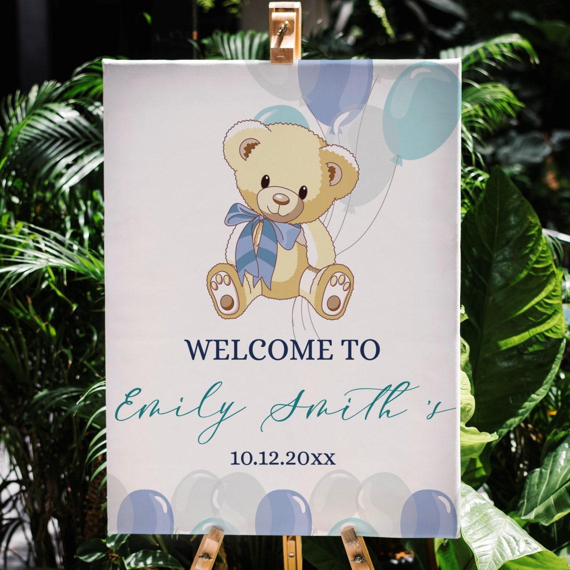 EDITABLE Teddy Bear Baby Boy Shower Welcome Sign Teddy Bear - Etsy