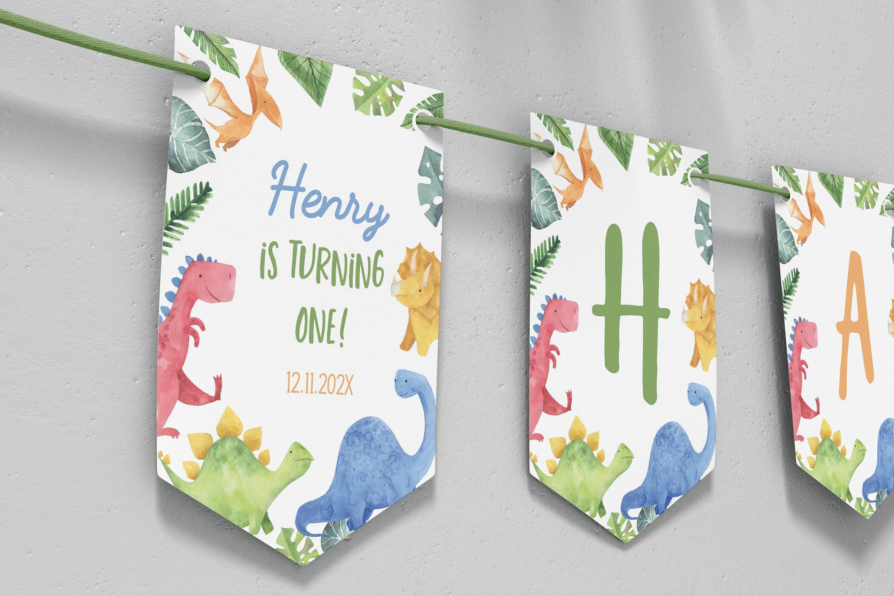 Editable Dinosaur First Birthday Banner Dino Birthday Banner - Etsy