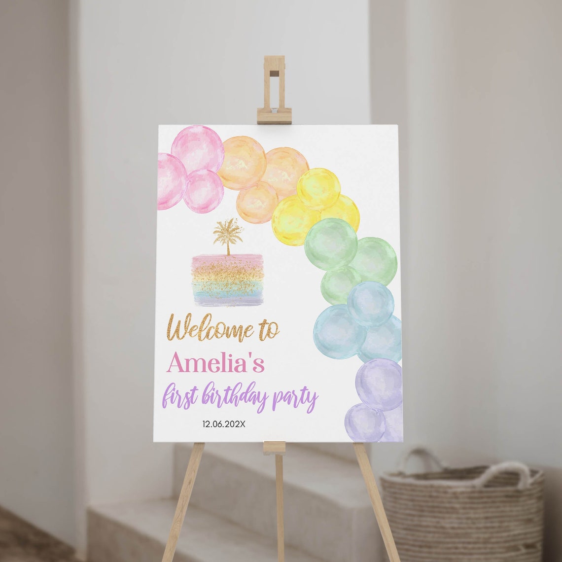 EDITABLE Pastel Rainbow Welcome Sign Rainbow Birthday Sign - Etsy