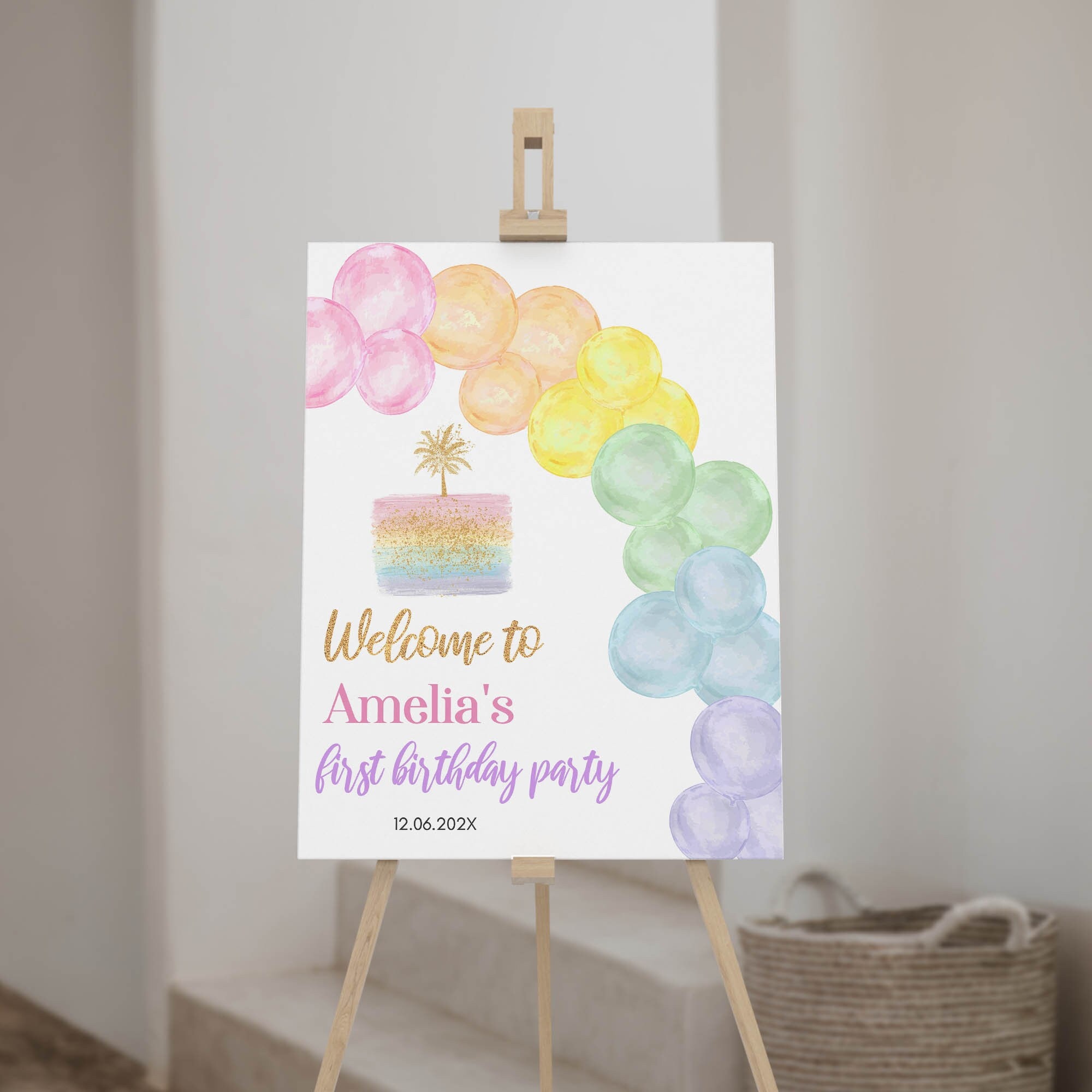 EDITABLE Pastel Rainbow Welcome Sign Rainbow Birthday Sign - Etsy