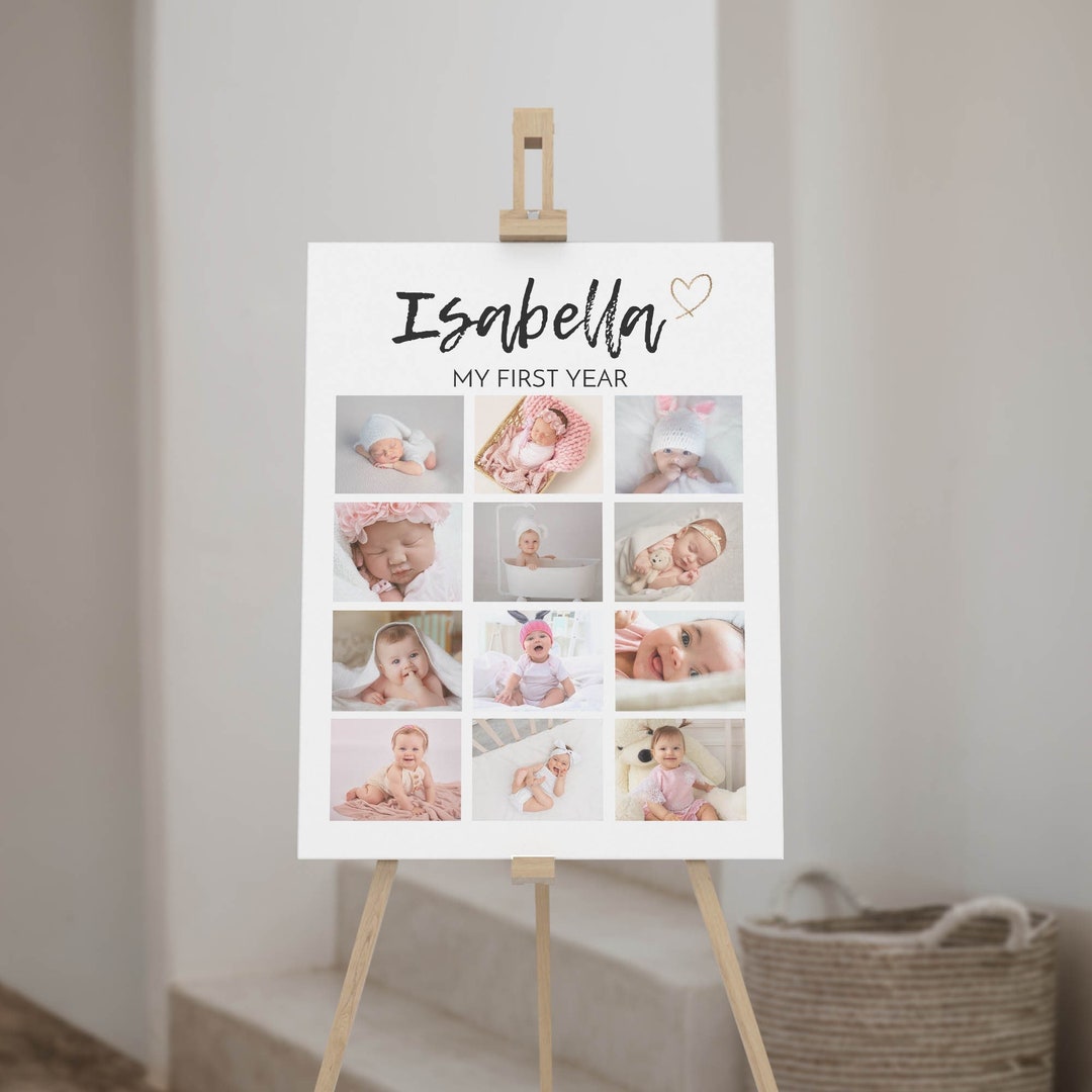 Editable First Year Photo Collage, Baby First Year Poster, 12 Months ...