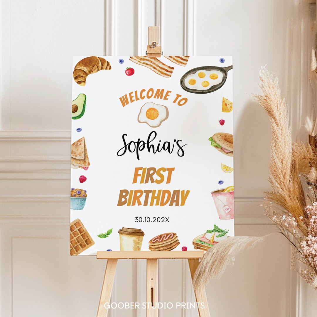 EDITABLE Brunch 1st Birthday Welcome Sign, Girl Birthday Sign, Brunch ...