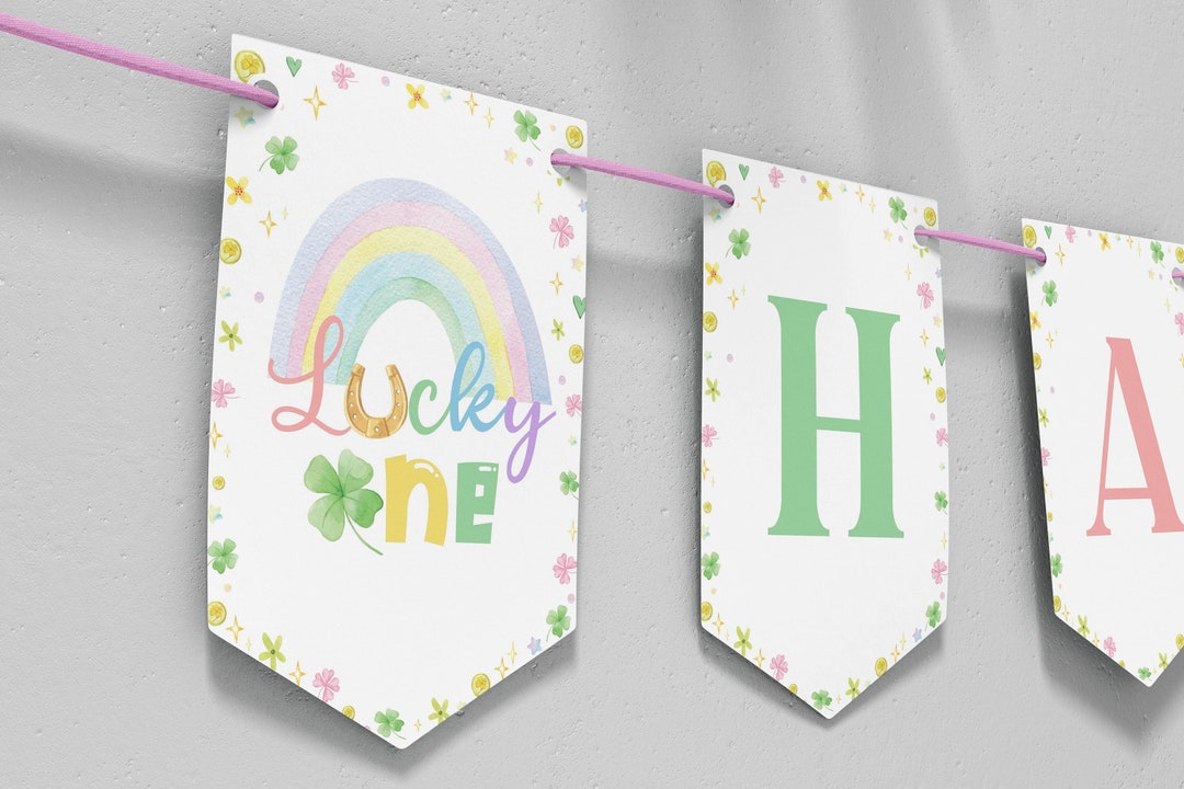 Editable Lucky One Birthday Banner, Lucky One Birthday Decor, Girl 1st ...