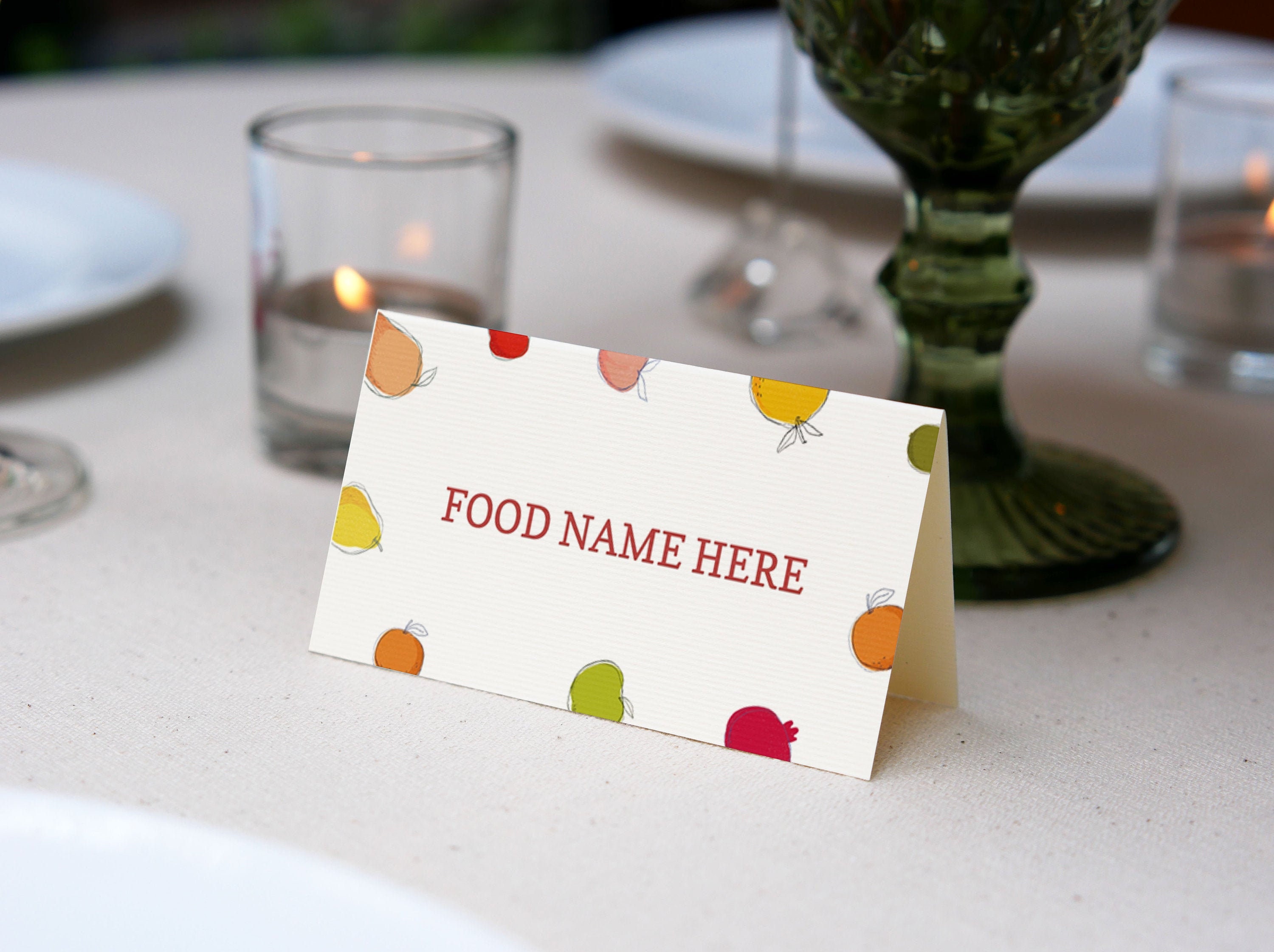 EDITABLE Food Tent Card Fruit Baby Shower Food Name Card | Etsy