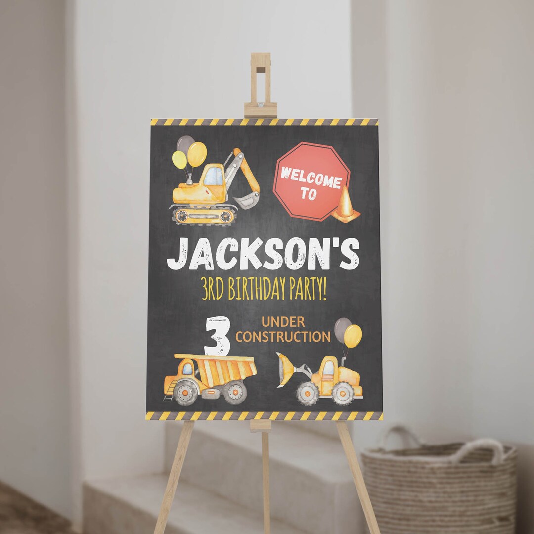 EDITABLE Construction Welcome Sign, Construction Party Sign, Dump Truck ...