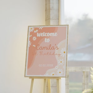 EDITABLE Daisy Birthday Party Welcome Sign, Daisy Birthday Sign, Boho ...