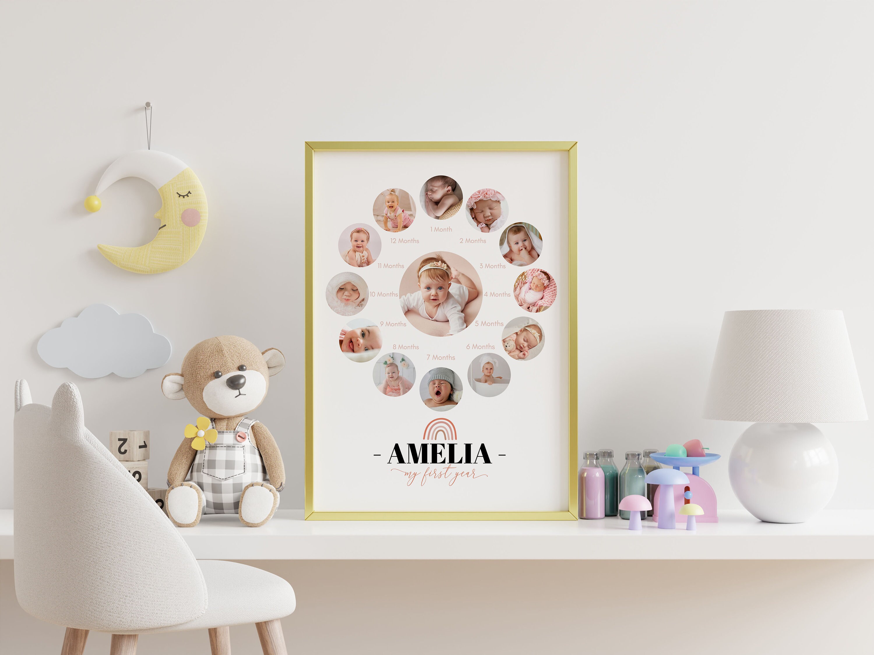 Editable First Year Photo Collage Monthly Photo Print Modern - Etsy