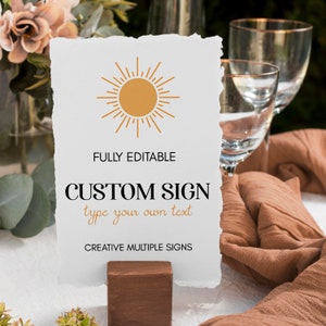 EDITABLE Modern Sunshine Custom Sign, Boho Sunshine Table Sign, First ...