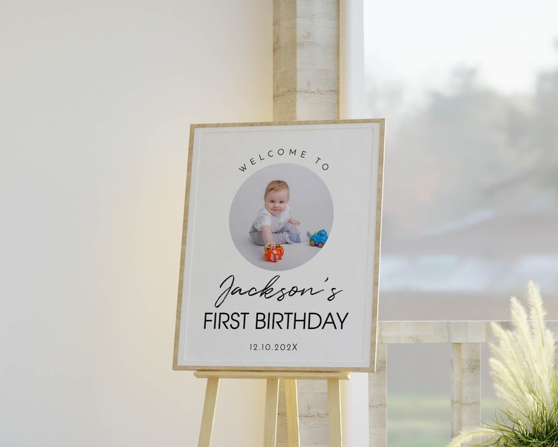 EDITABLE Photo Birthday Welcome Sign, Modern Birthday Welcome Sign ...