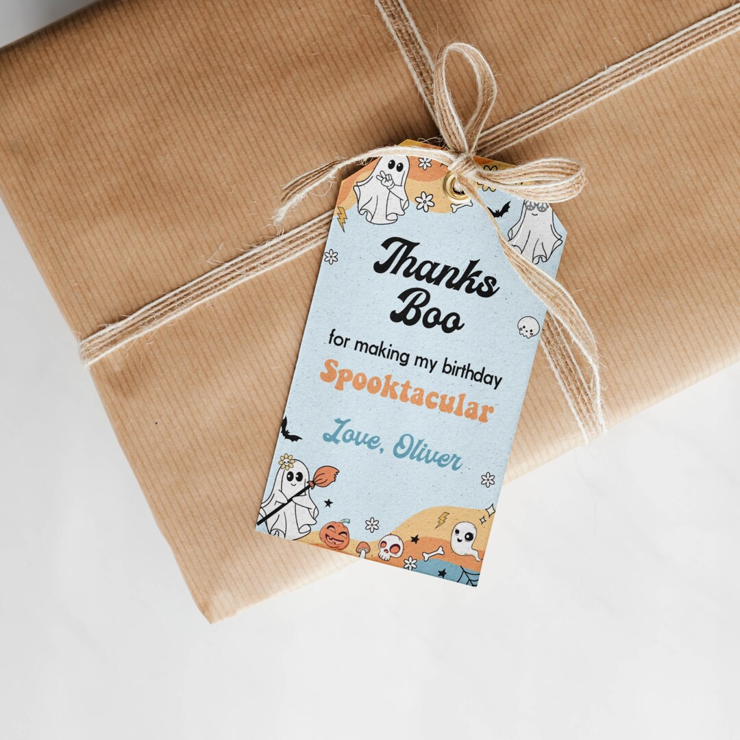 EDITABLE Spooky One Birthday Thank You Tag Halloween 1st - Etsy Canada