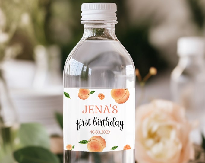 Peach Baby Shower Water Bottle Labels, Waterproof Peach Baby Party ...