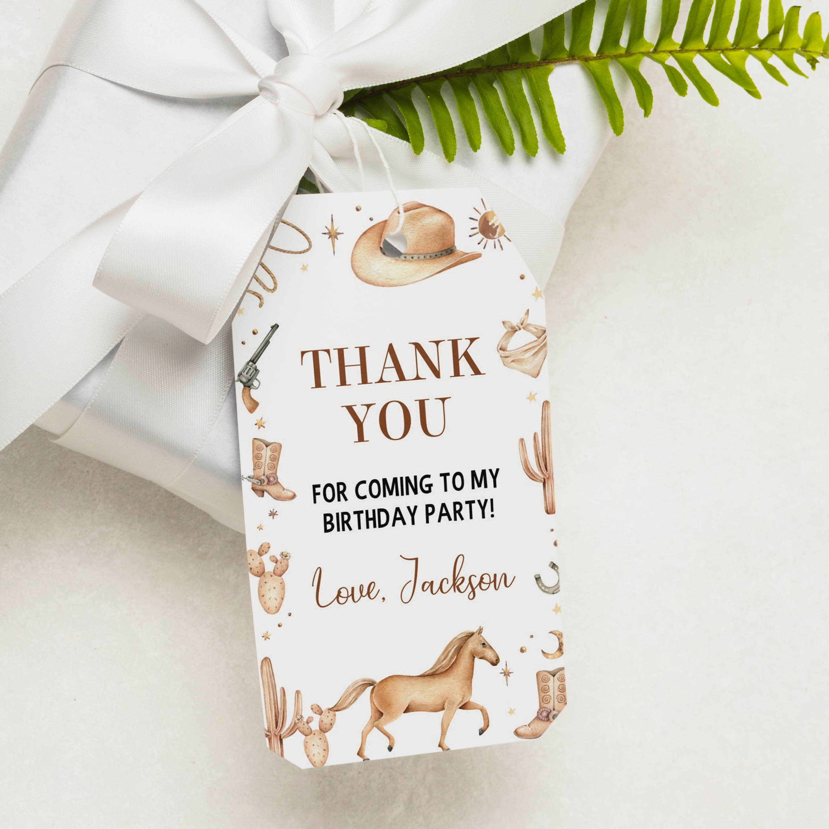 EDITABLE First Rodeo Birthday Favor Tag, Cowboy 1st Birthday Thank You ...