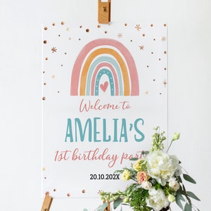 EDITABLE Boho Rainbow Welcome Sign, Rainbow Birthday Sign, Modern ...
