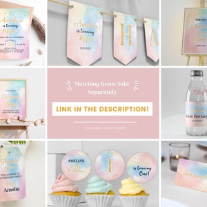 Editable Pastel Rainbow First Birthday Invitation Watercolor - Etsy