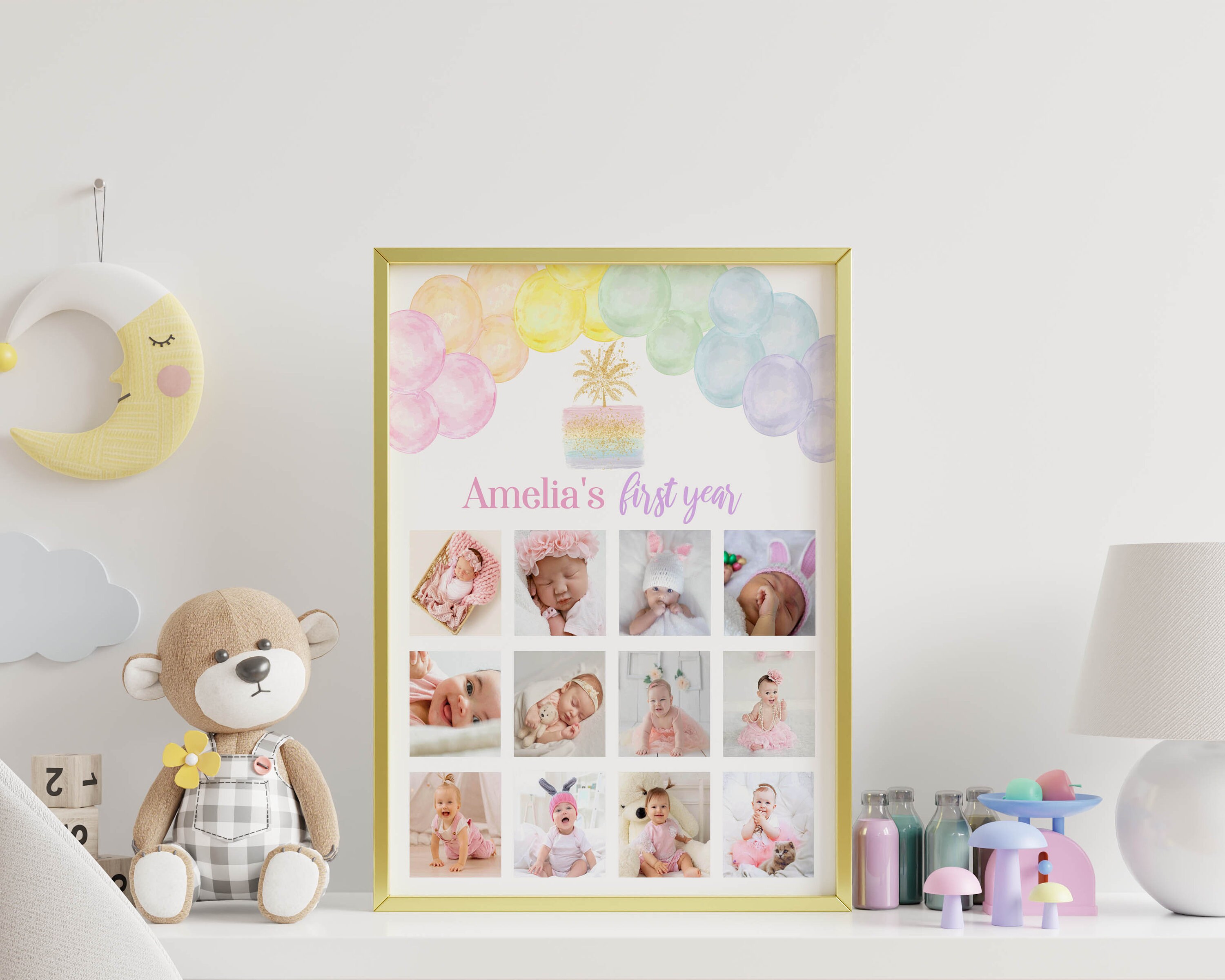 Editable First Year Photo Collage 12 Month Photo Print First - Etsy