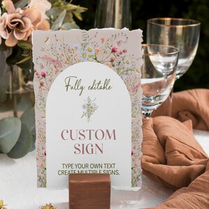 EDITABLE Wildflower Custom Sign, Boho Floral Party Sign, Wild Daisy ...