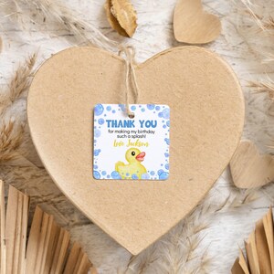 EDITABLE Rubber Duck Birthday Thank You Tag, Yellow Duck Birthday Favor ...