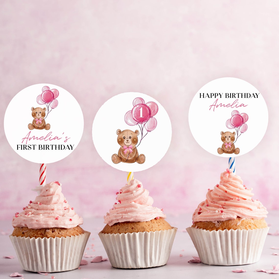 Editable Beary First Birthday Invitation Bundle Teddy Bear - Etsy