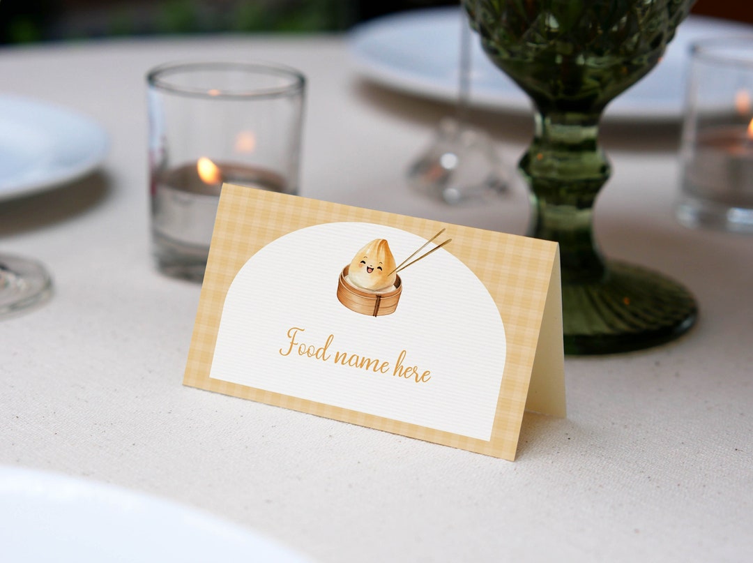 EDITABLE Dumpling Party Food Tent Card, Dumpling Birthday Food Name ...
