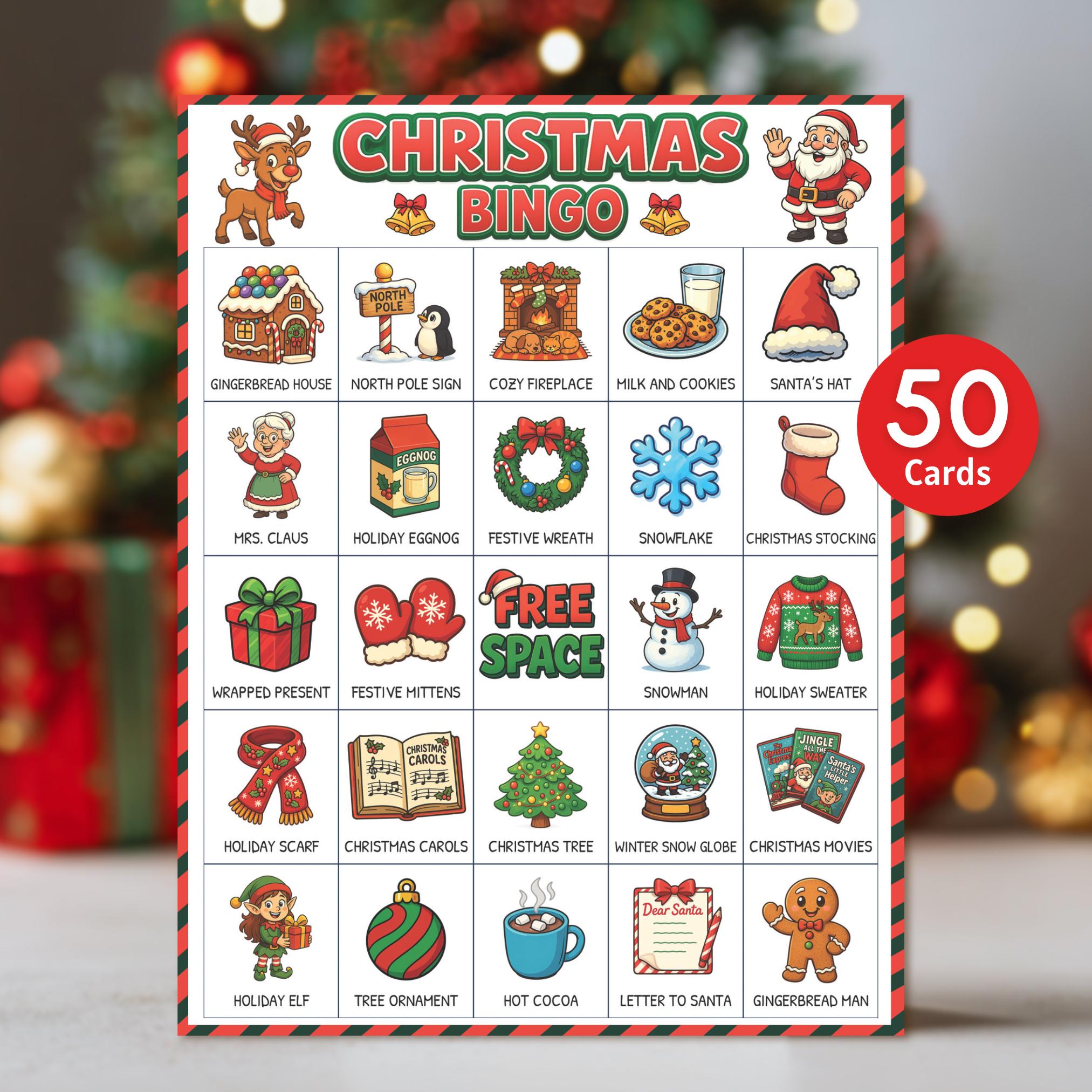 Christmas Bingo, 50 Christmas Bingo Cards, Christmas Bingo Game ...