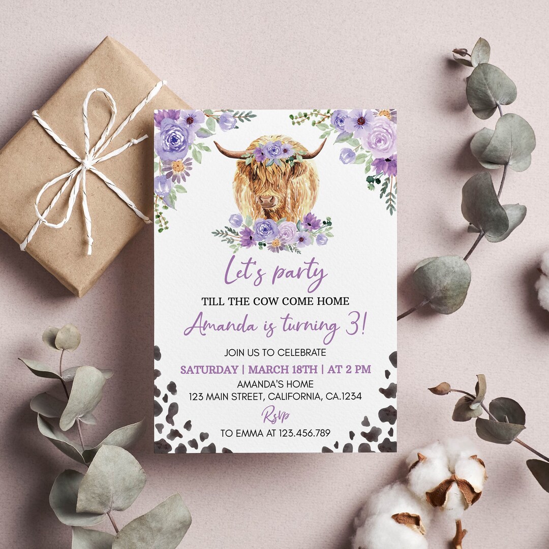 EDITABLE Holy Cow I'm One Invitation, Cow Any Age Birthday Invitation ...
